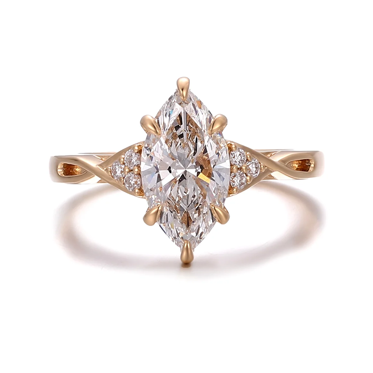 18K Gold Marquise Lab Grown Diamond Prong Seting Cluster Engagement ...